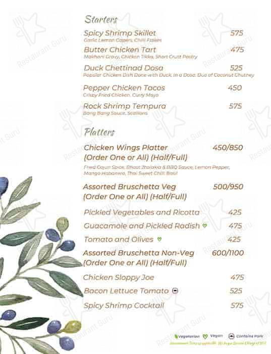 Menu at The Sanctuary Bar and Kitchen, Hyderabad