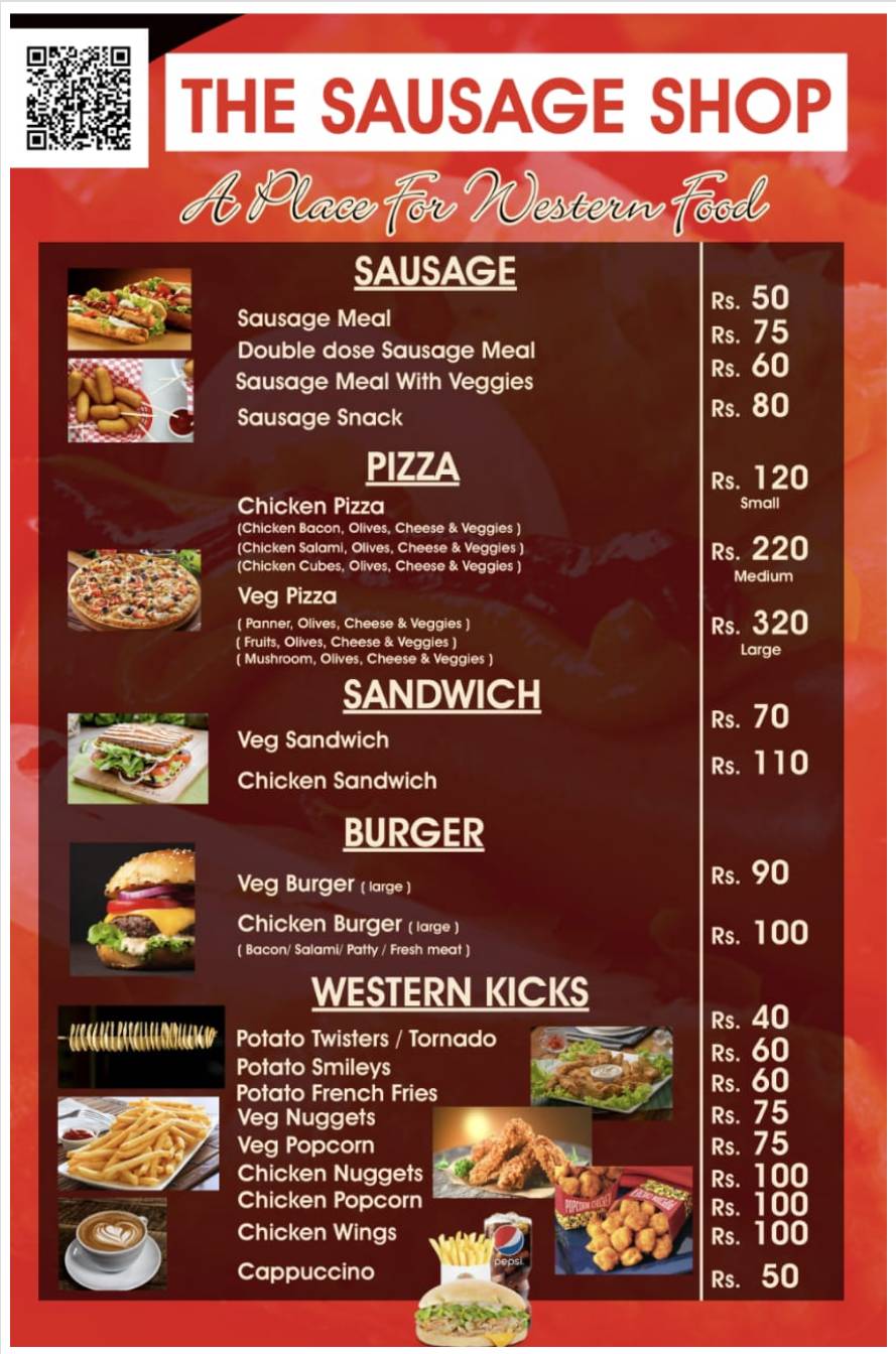 Menu at The Sausage Shop, Karaikudi