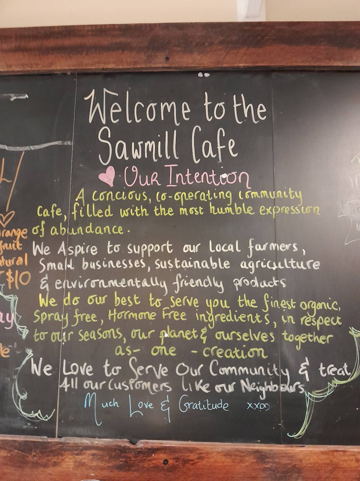 Menu at The Sawmill Cafe, Numinbah Valley