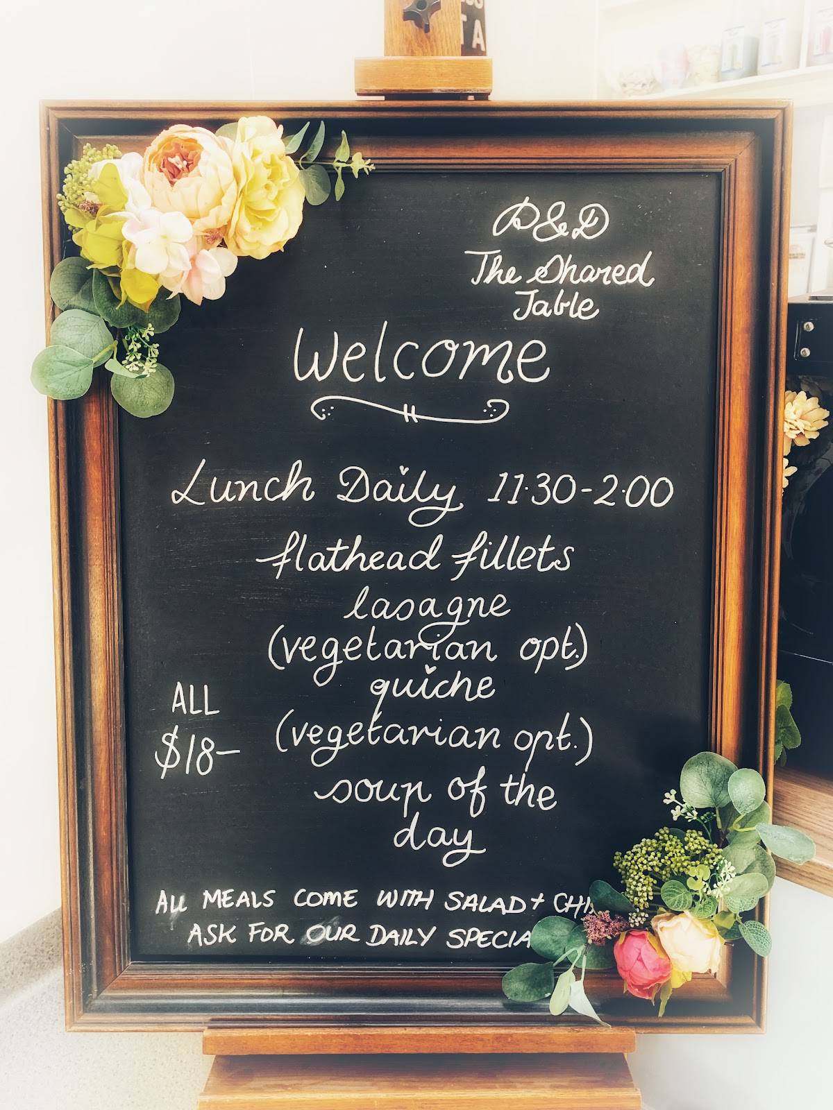 Menu at The Shared Table Bakery Cafe, Boort