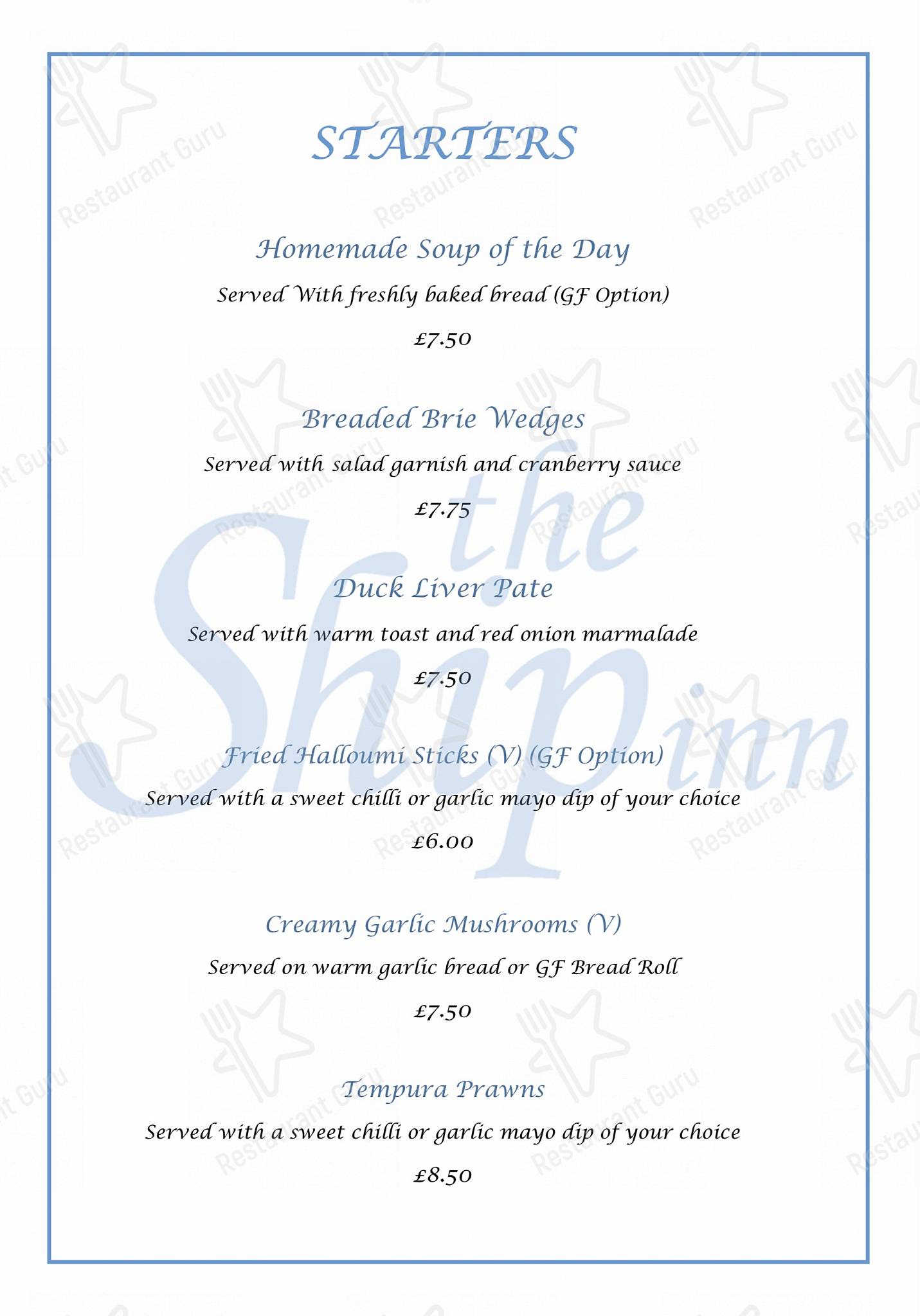 Menu at The Ship Inn - Fosdyke Bridge pub & bar, Kirton