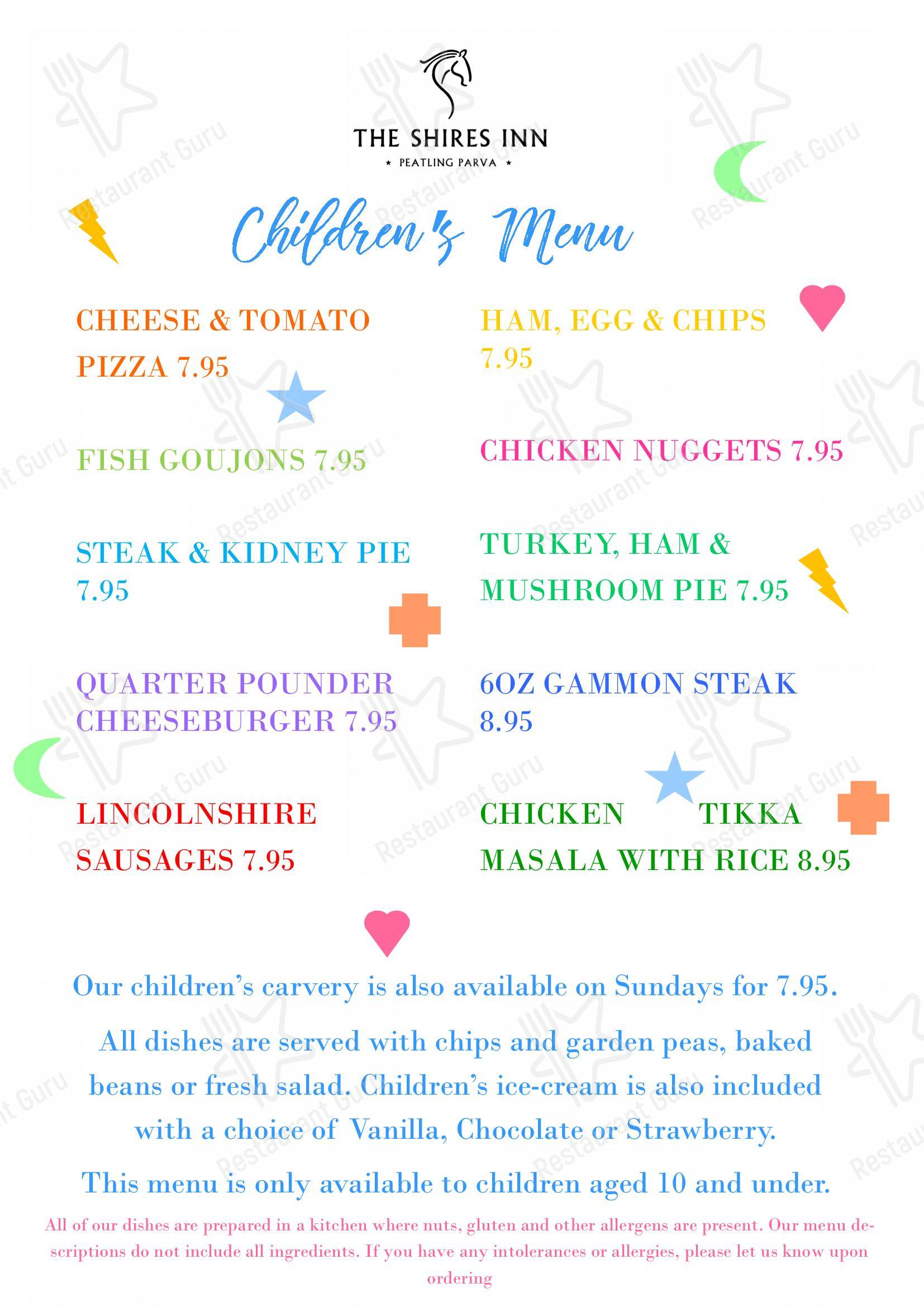 Menu at The Shires Inn & Restaurant, Gilmorton, Main St