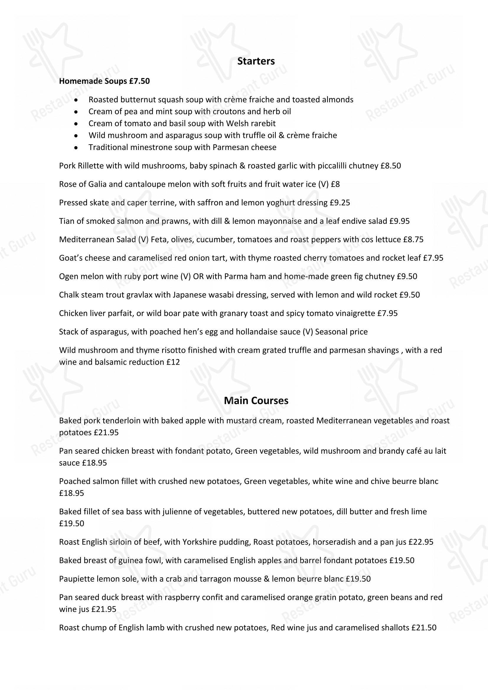 Menu at The Sir Walter Tyrrell pub & bar, Lyndhurst, Brook