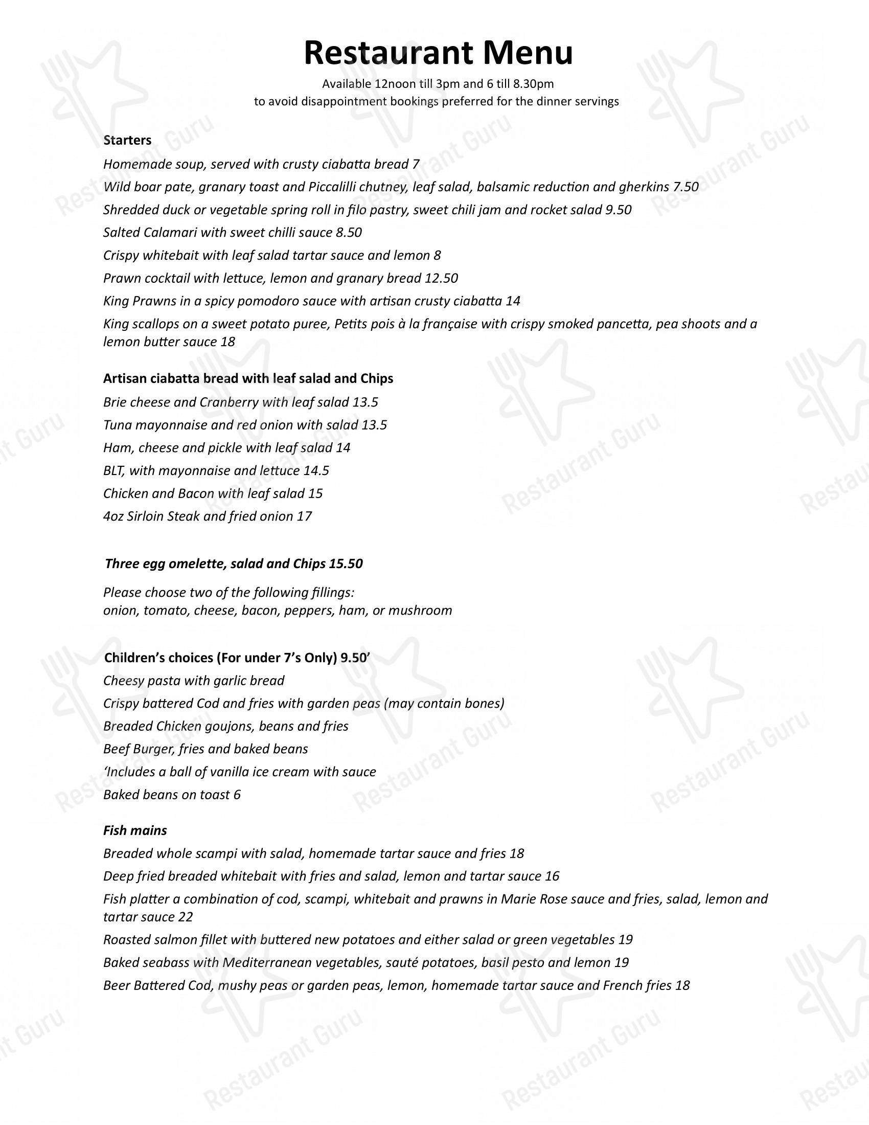 Menu at The Sir Walter Tyrrell pub & bar, Lyndhurst, Brook