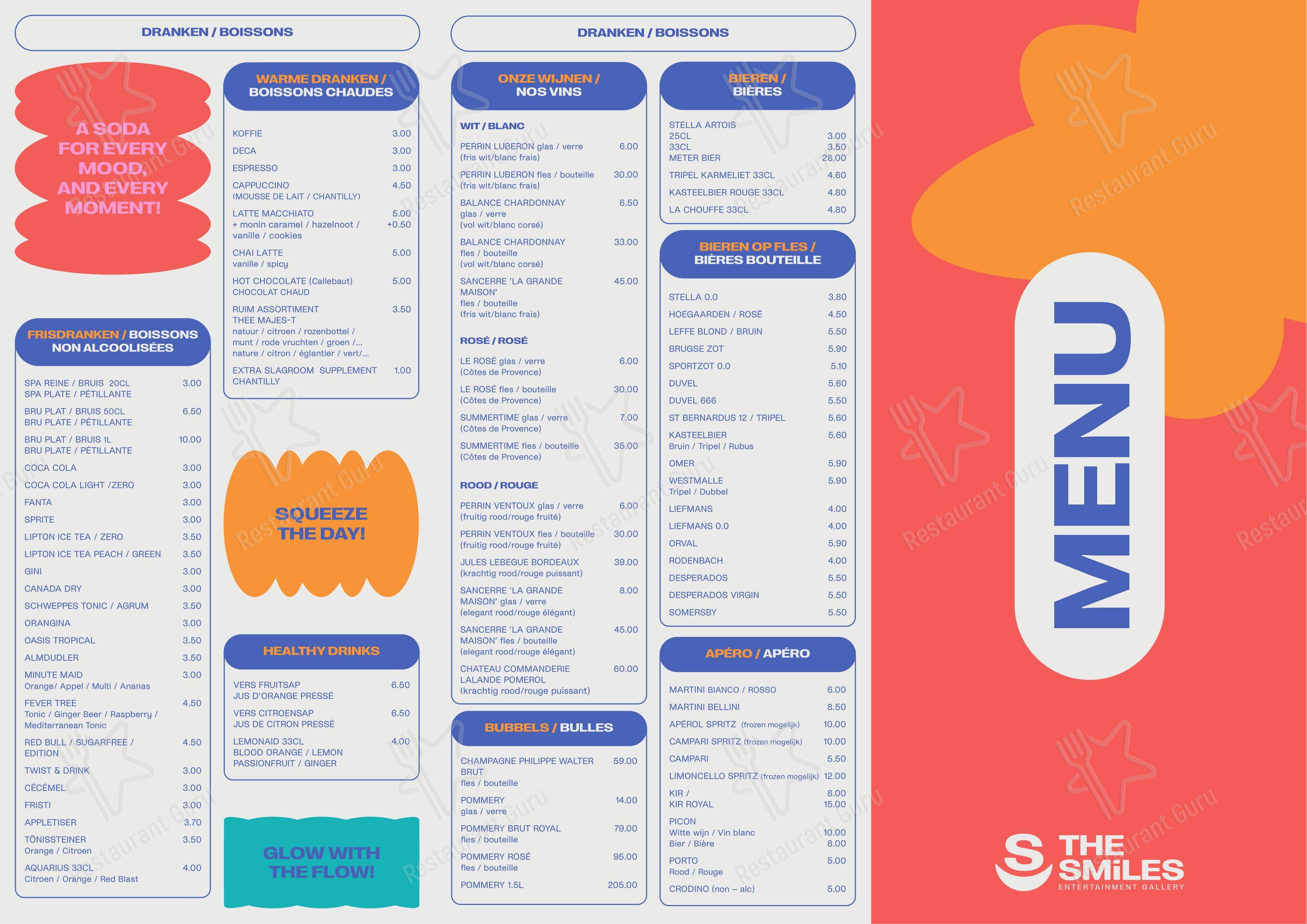 Menu at The Smiles, Knokke-Heist