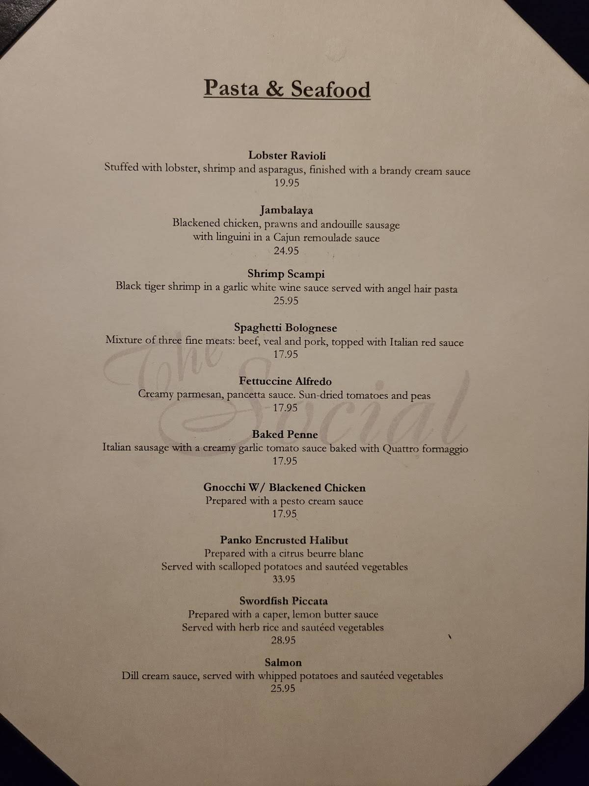 Menu at The Social pub & bar, Santa Clarita, Lyons Ave