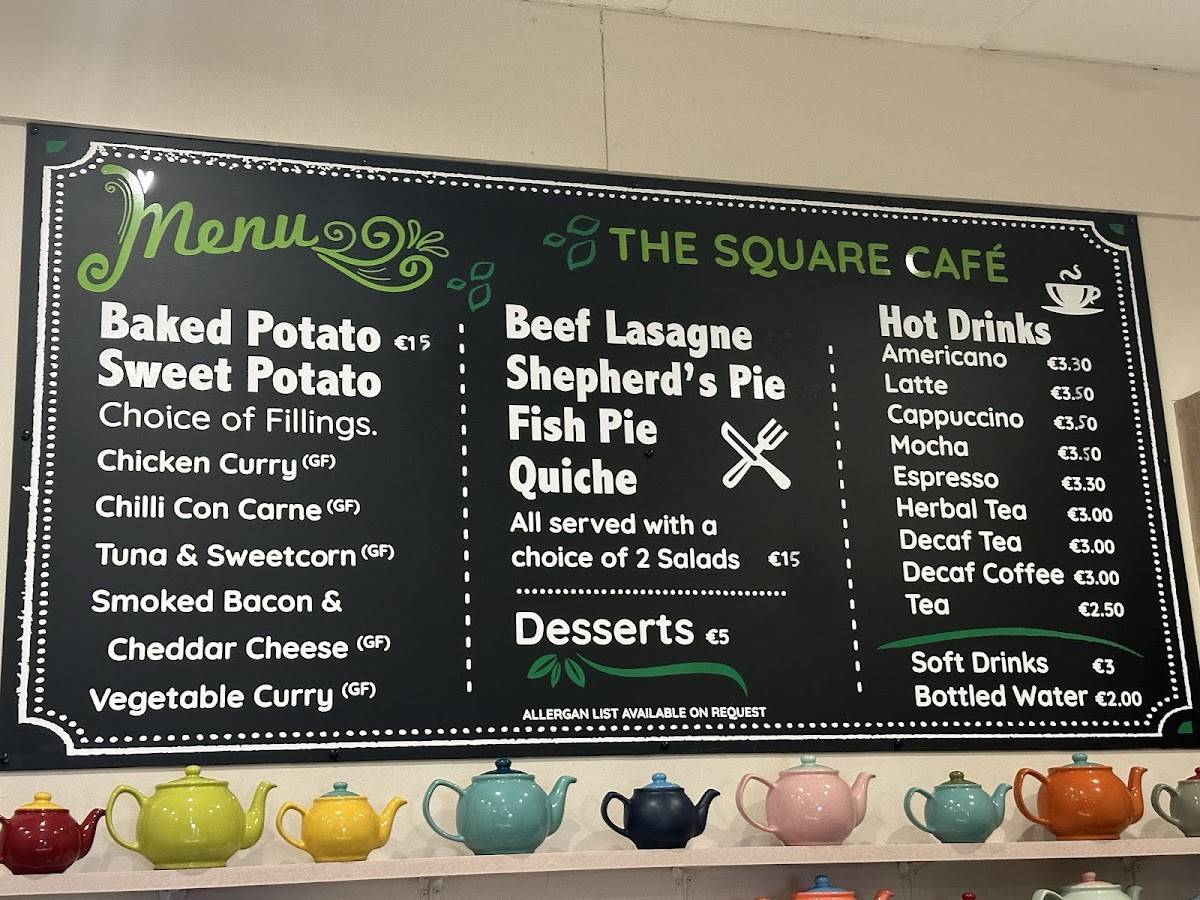 Menu at The Square Cafe, Claremorris