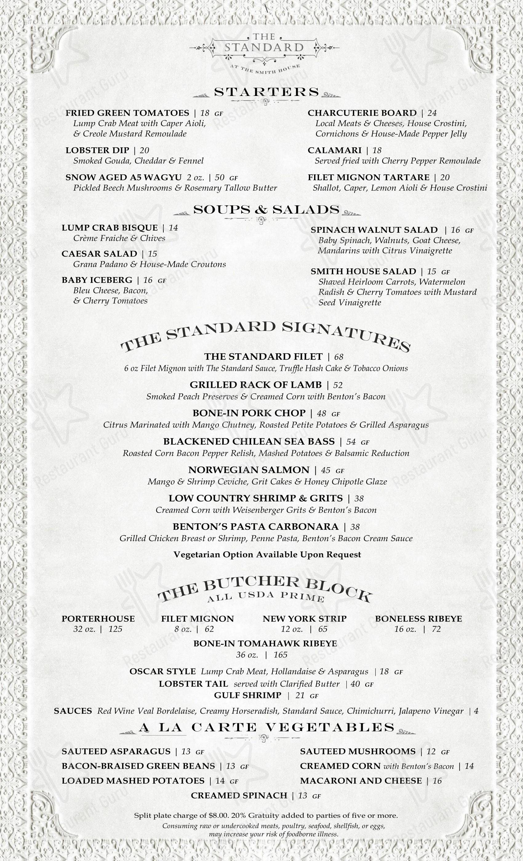 Menu at The Standard pub & bar, Nashville, 167 Rosa L Parks Blvd
