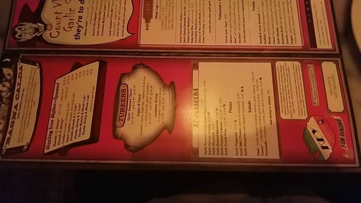 Menu at The Stinking Rose steakhouse, Beverly Hills