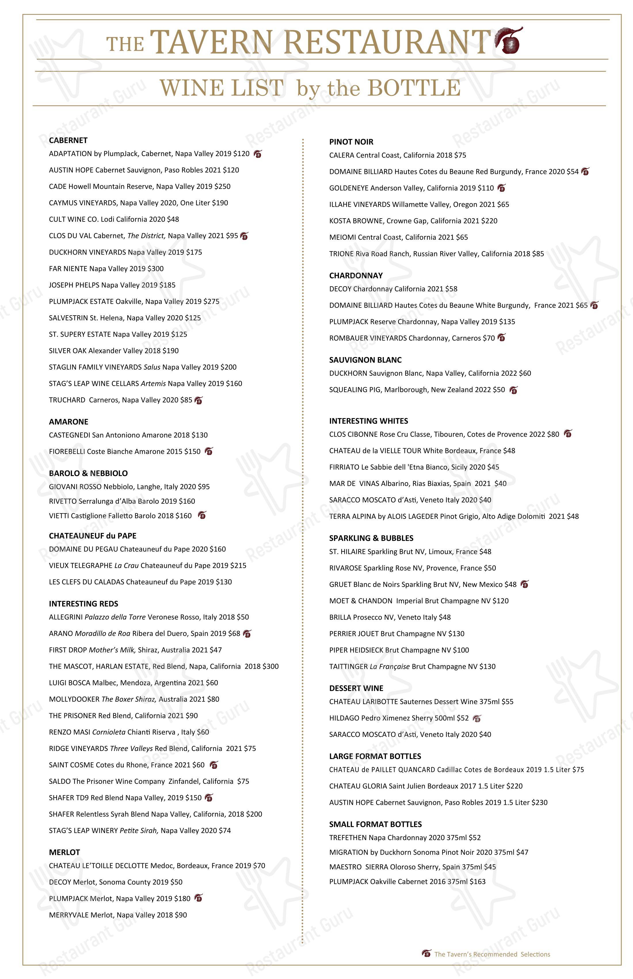 Menu at The Tavern pub & bar, State College, 220 E College Ave