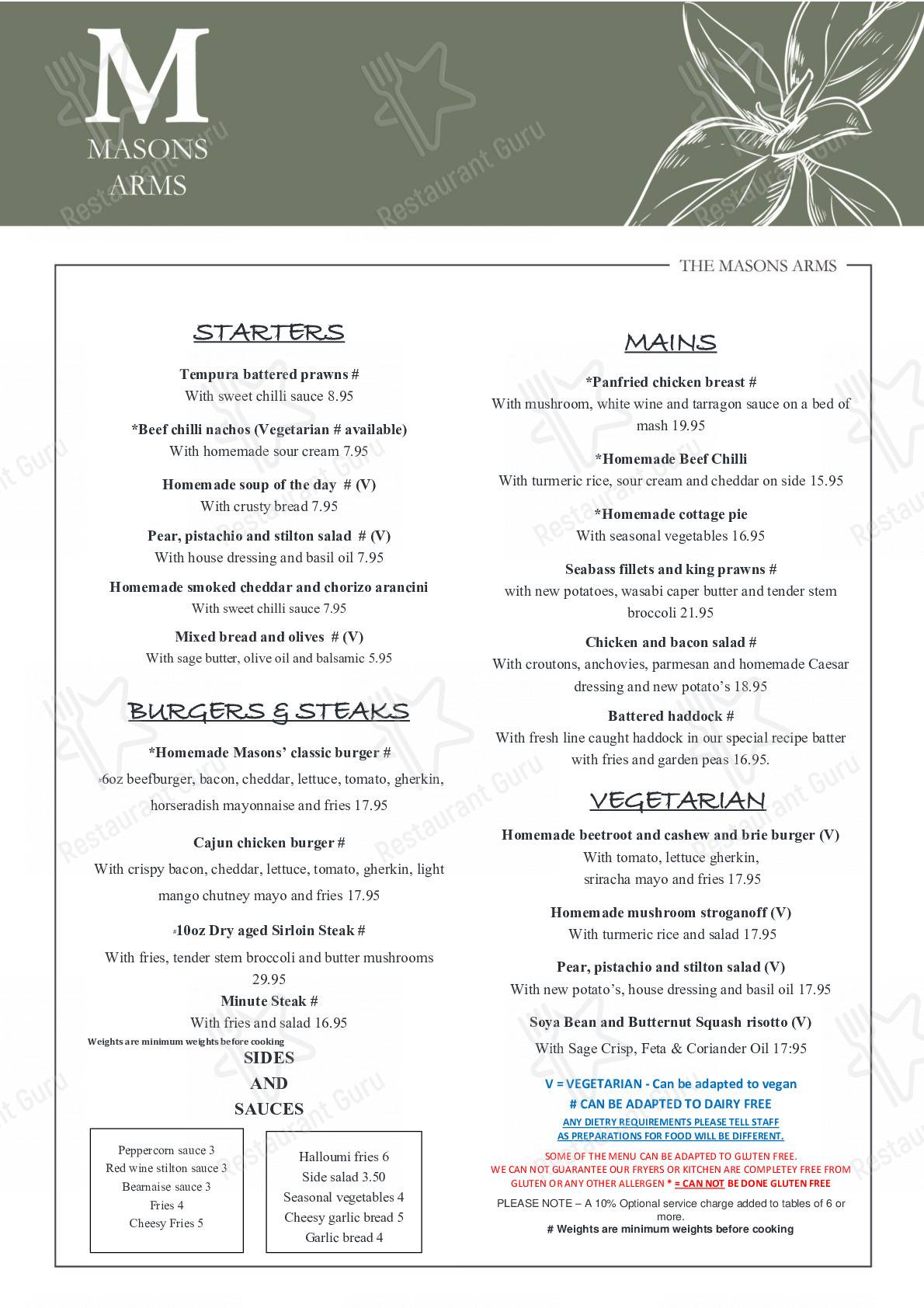 Menu at The Tavern Inn pub & bar, Kemble