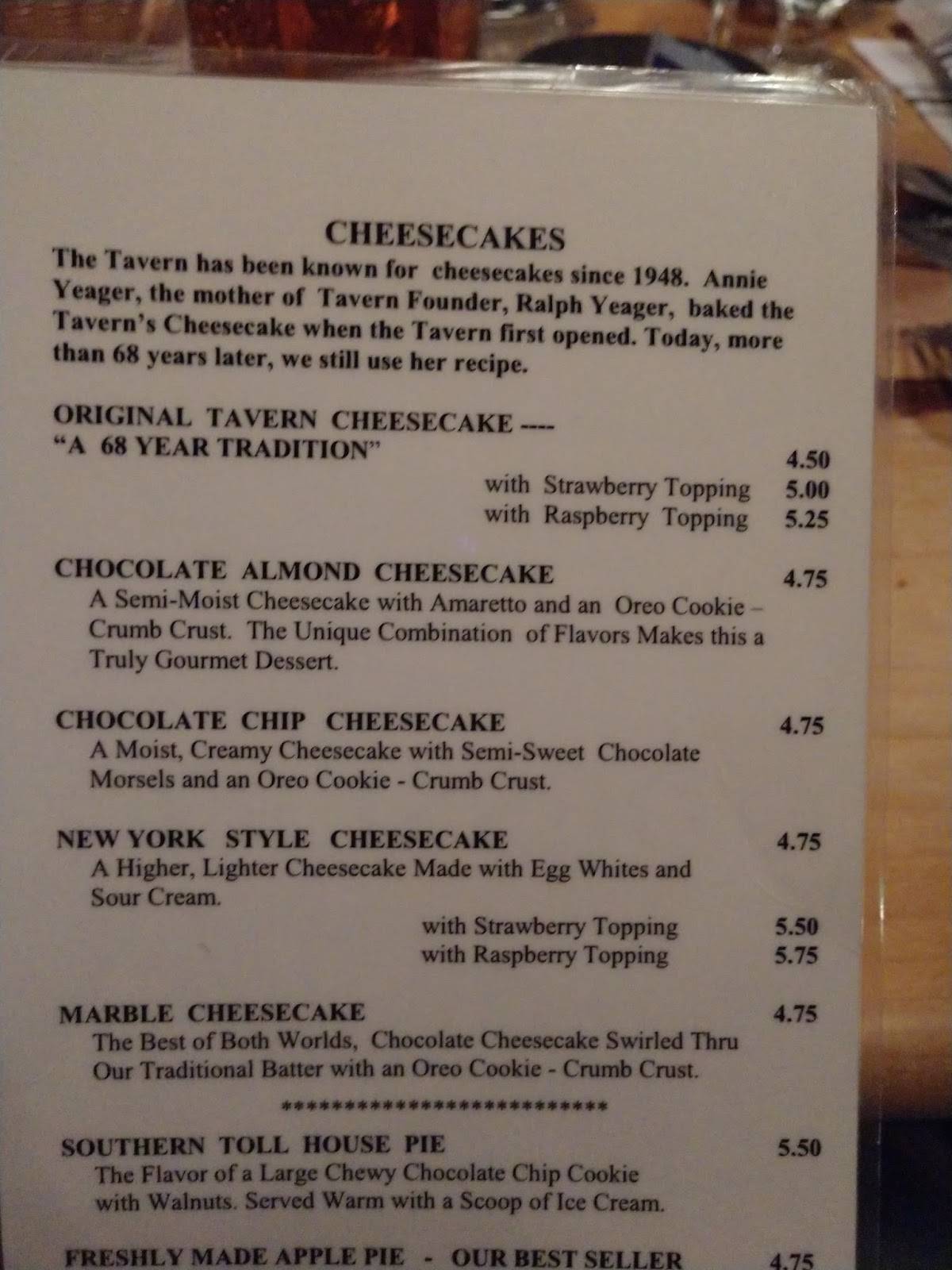 Menu at The Tavern pub & bar, State College, 220 E College Ave