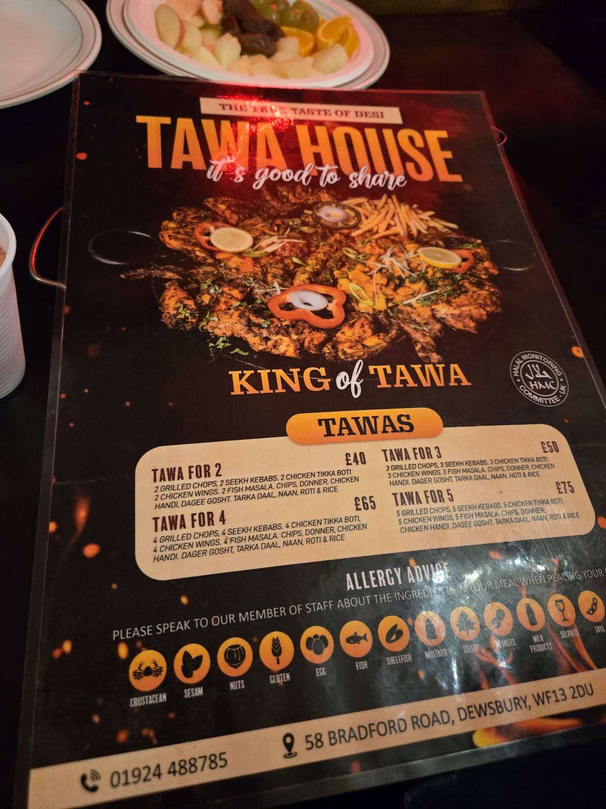 Menu at The Tawa House restaurant, Dewsbury