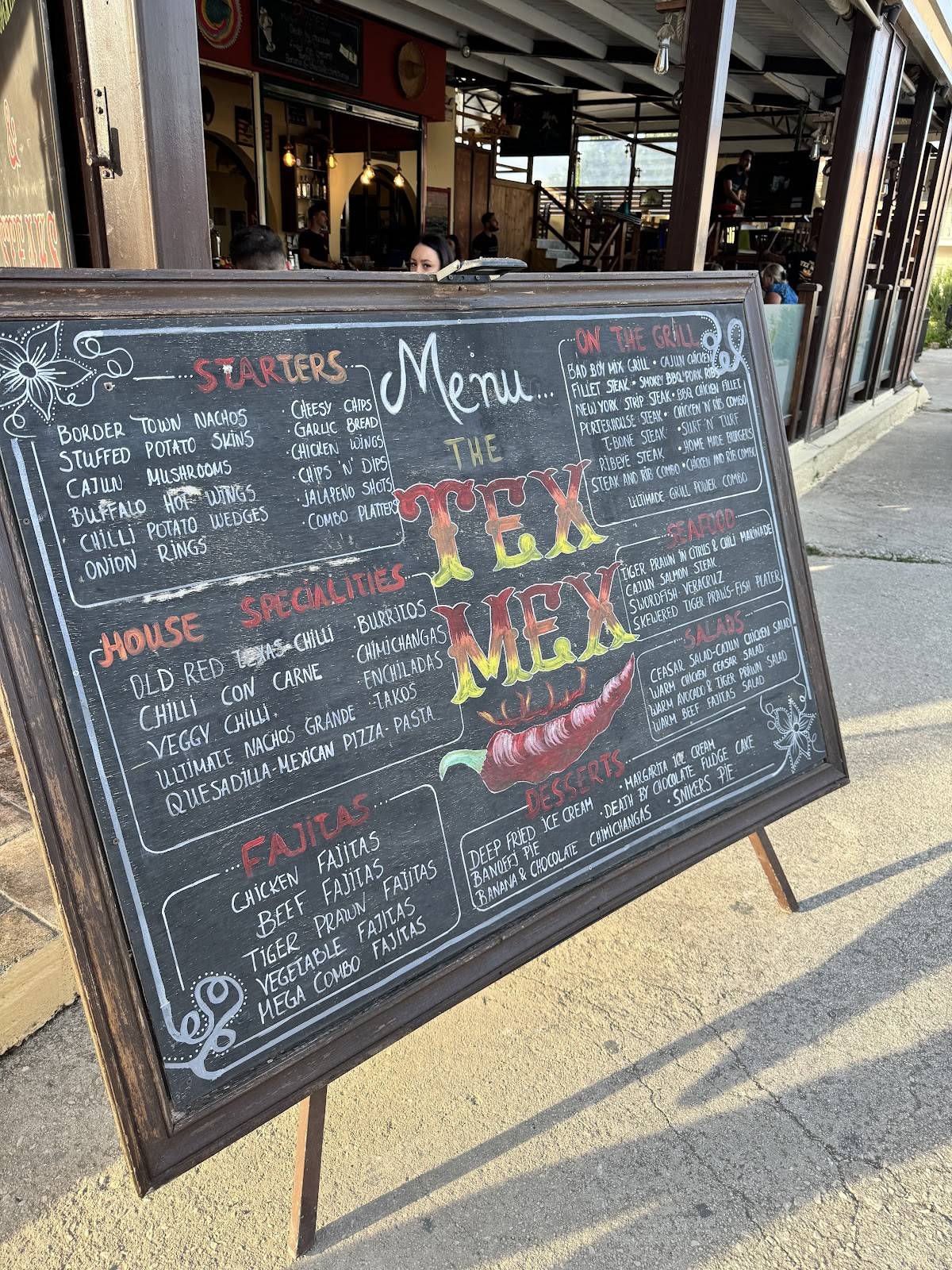 Menu at The Tex Mex, Kavos