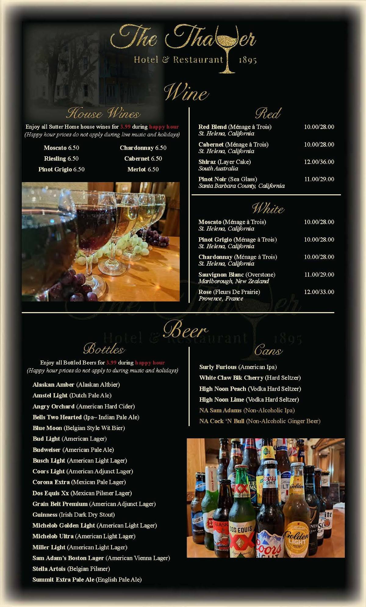 Menu at The Thayer pub & bar, Annandale