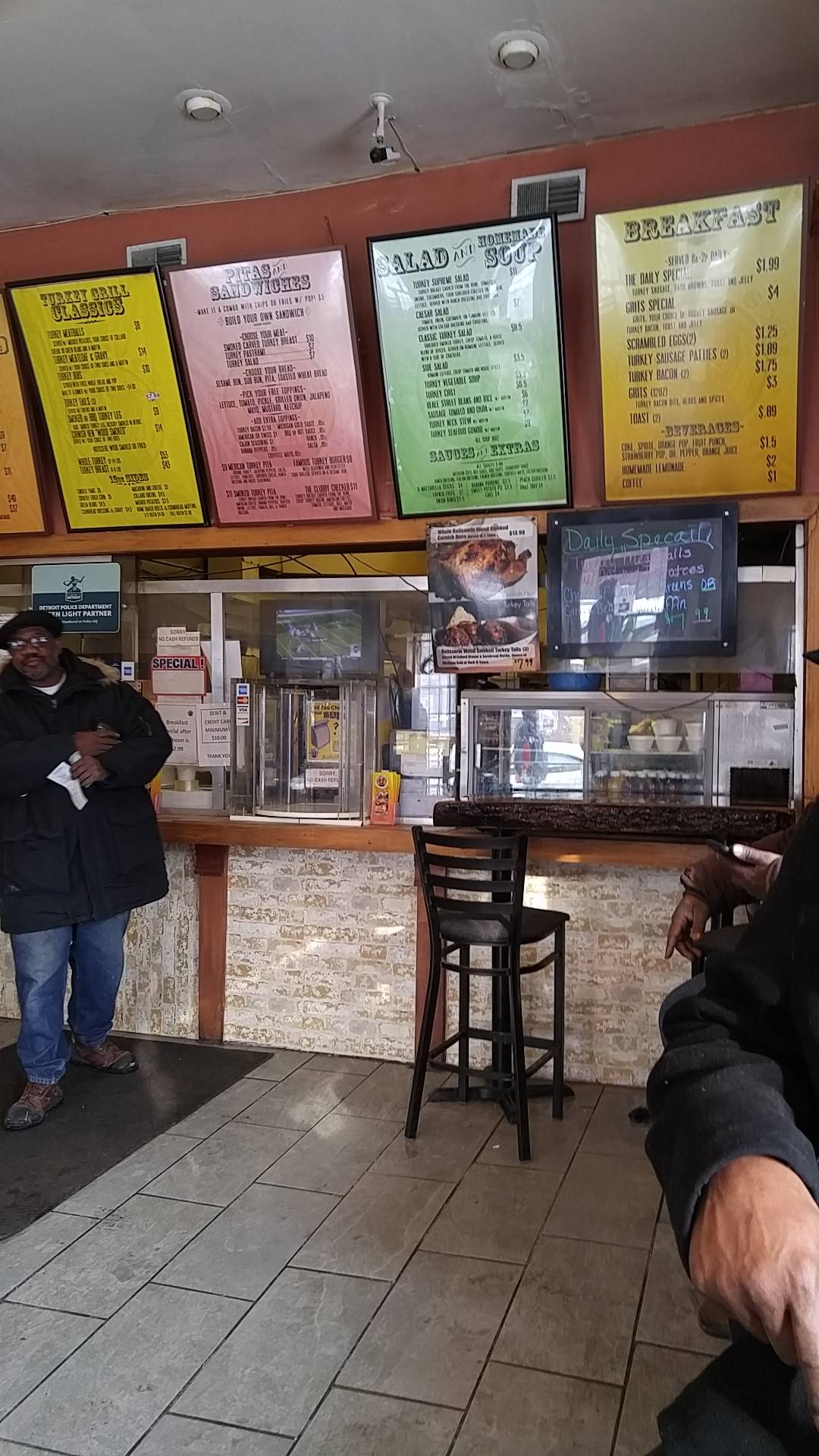 Menu at The Turkey Grill restaurant, Detroit