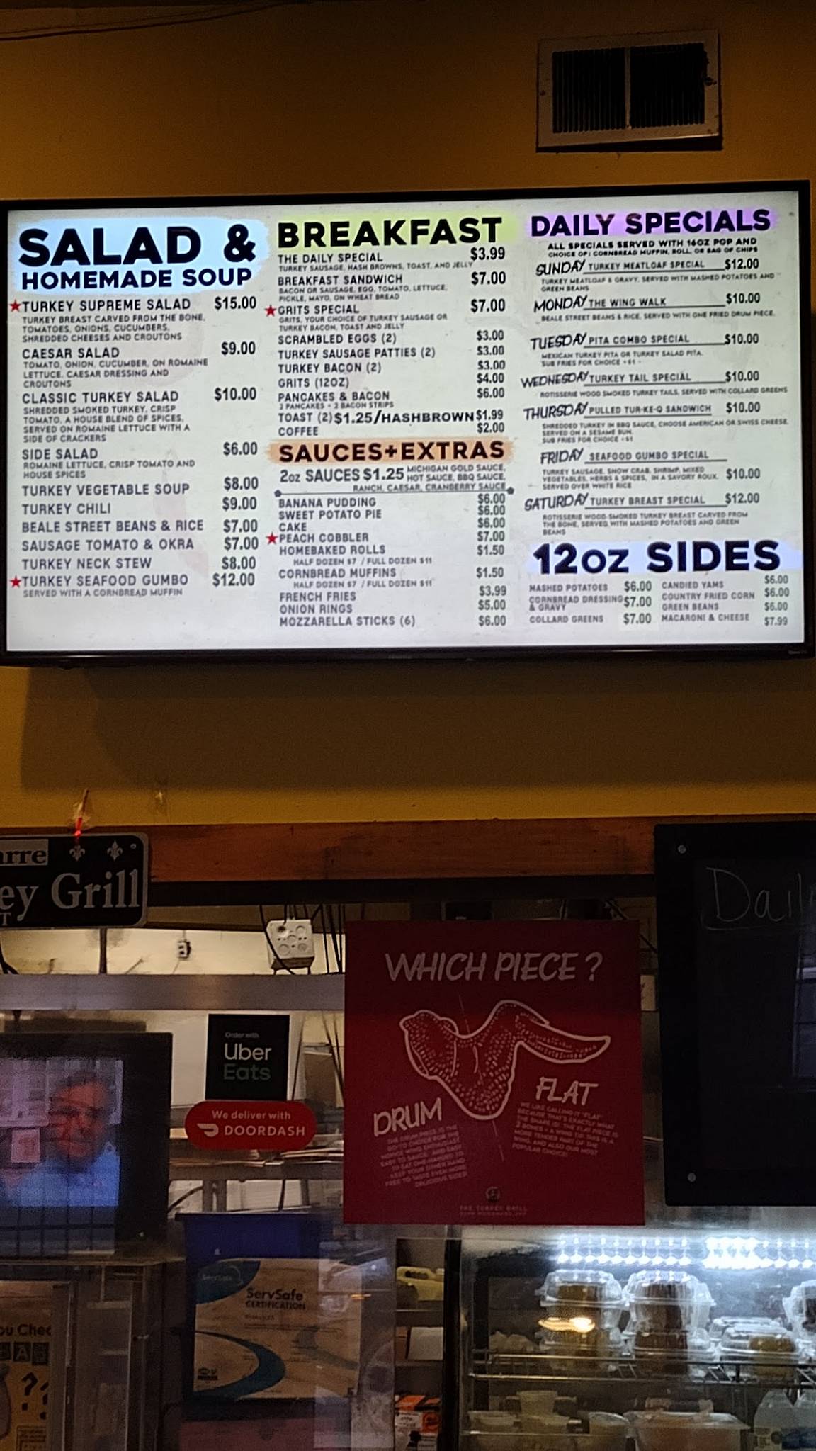 Menu at The Turkey Grill restaurant, Detroit