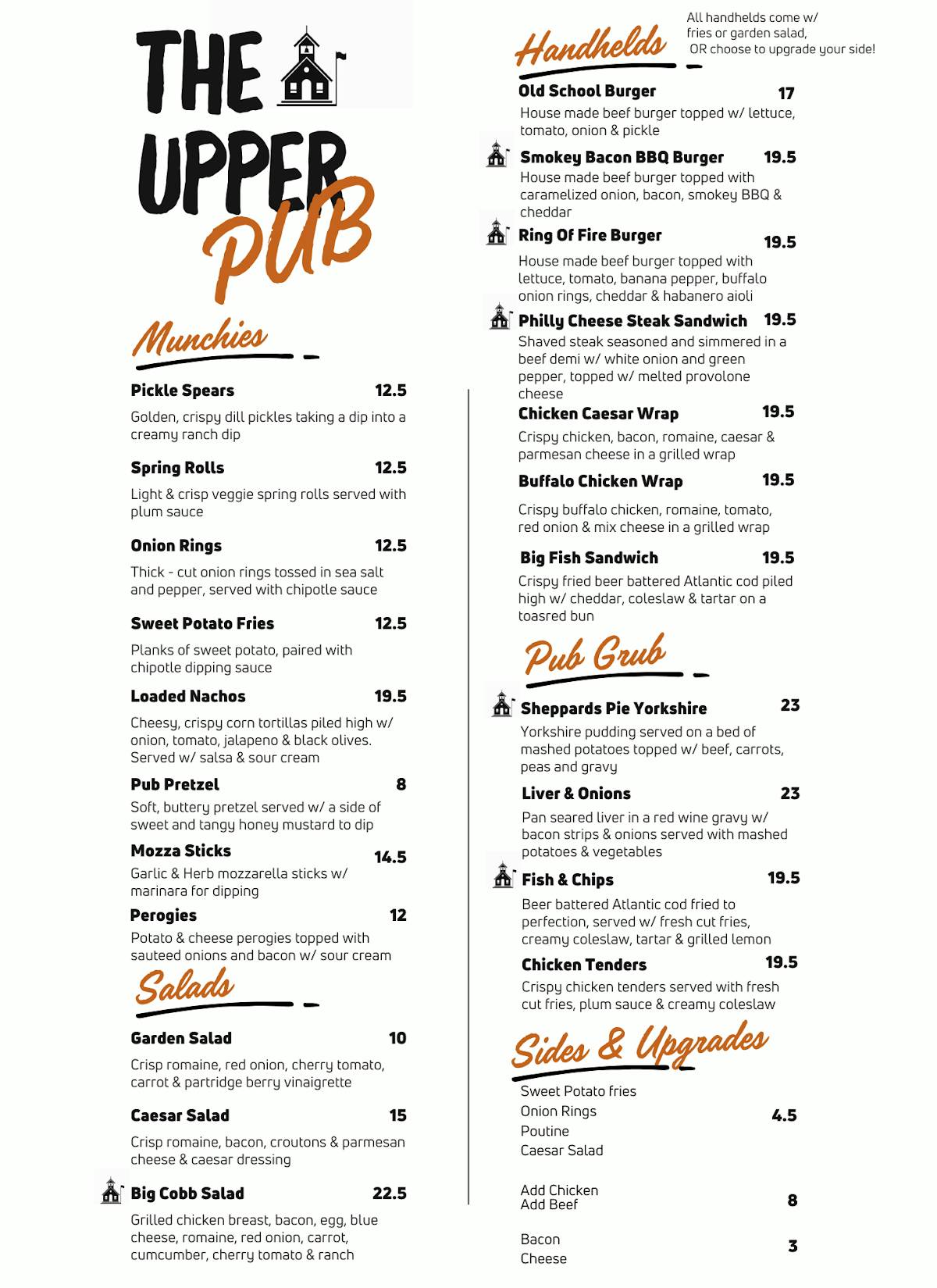 Menu at The Upper Pub And Eatery, Grand Valley