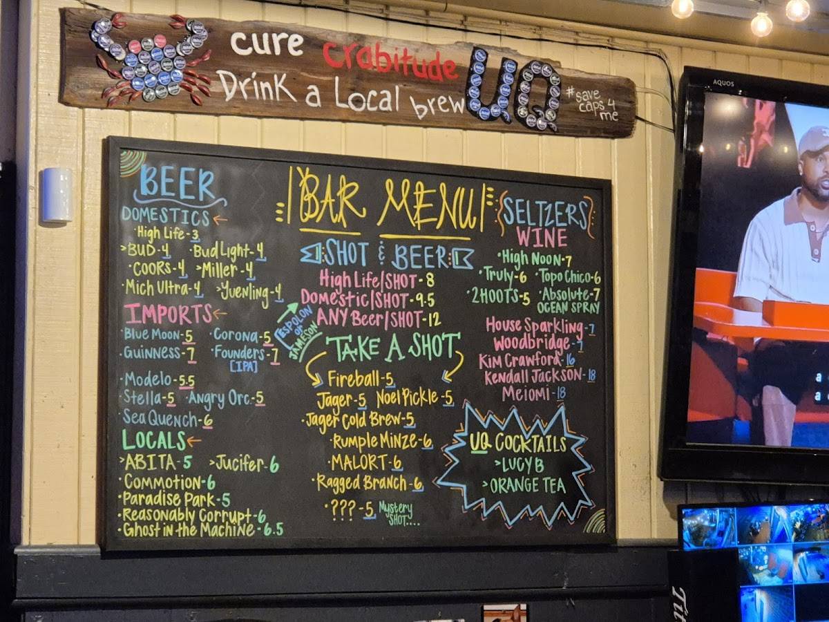 Menu at The Upper Quarter pub & bar, New Orleans