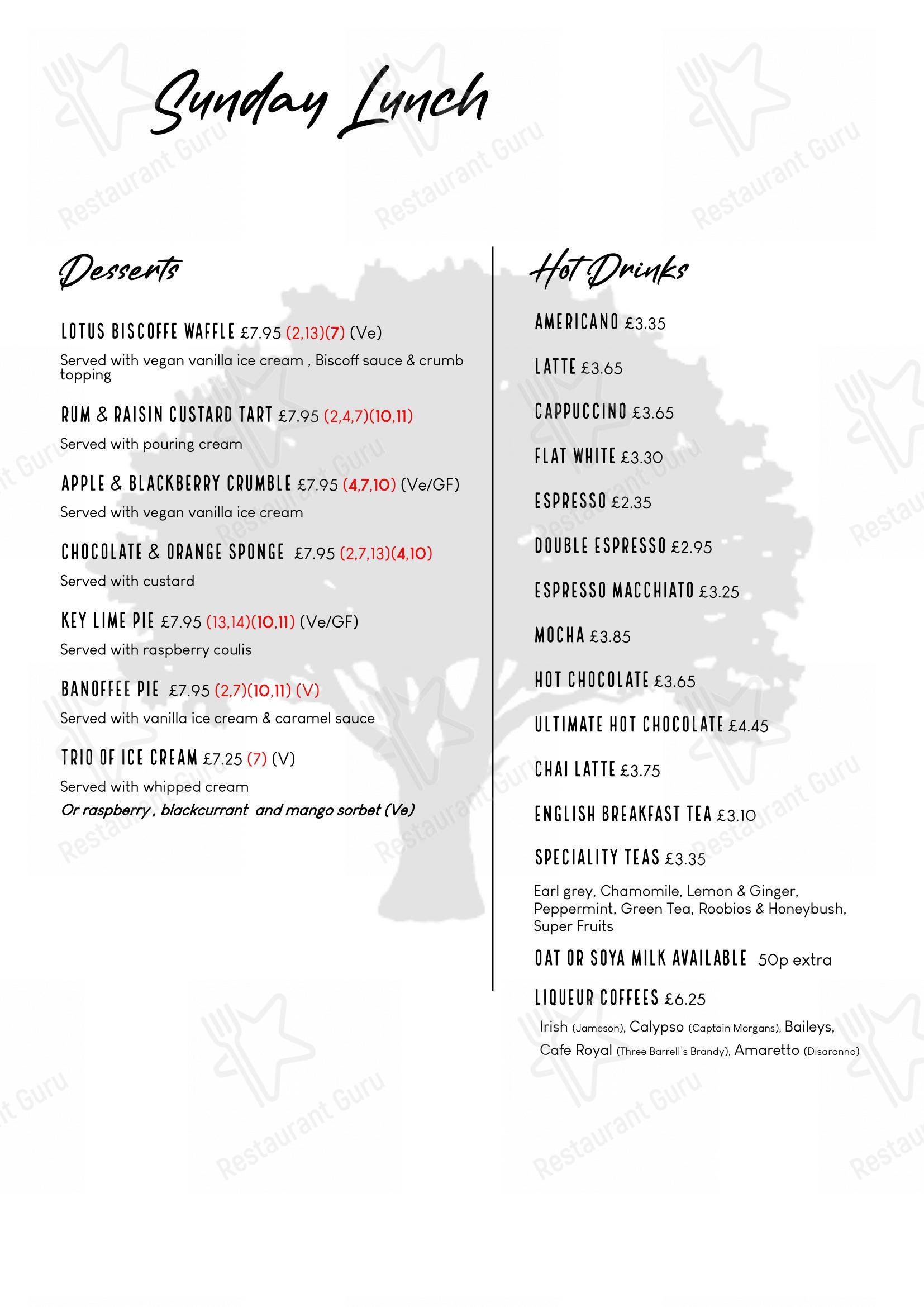 Menu at The View restaurant, Henley-in-Arden, Hill Farm Marina