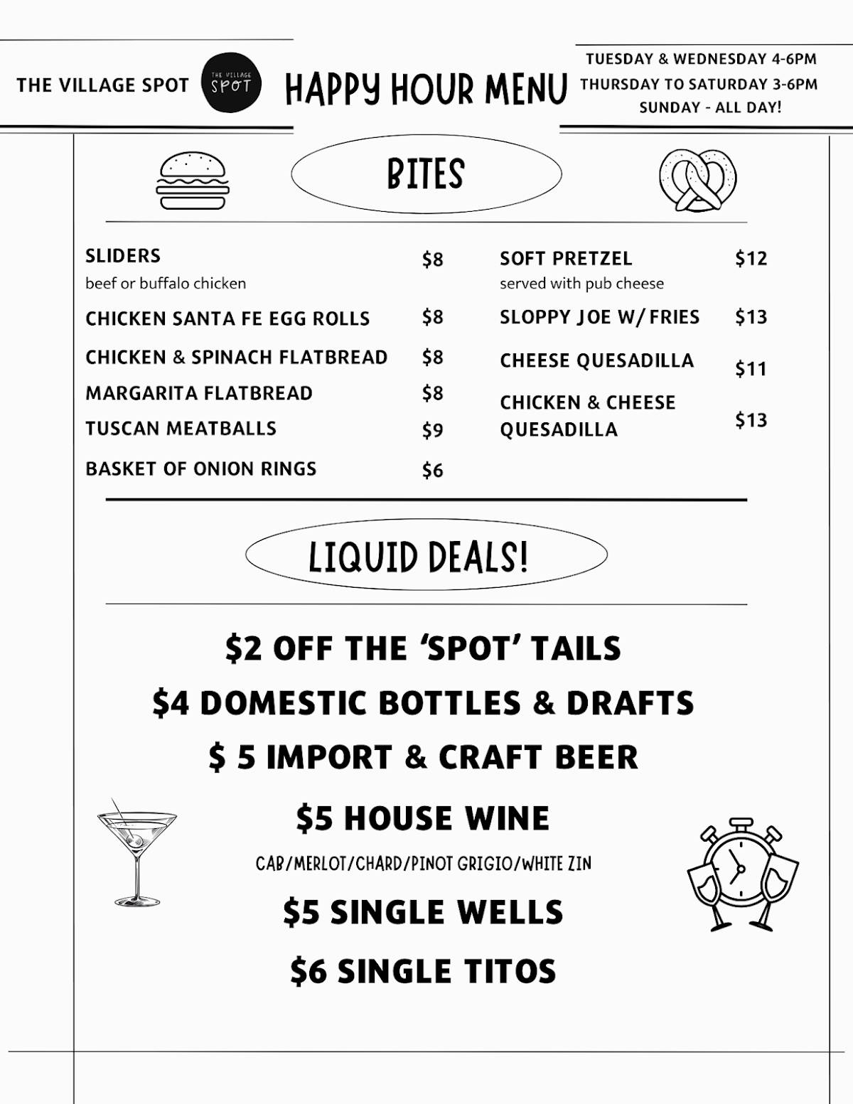 Menu at The Village Spot pub & bar, Naples
