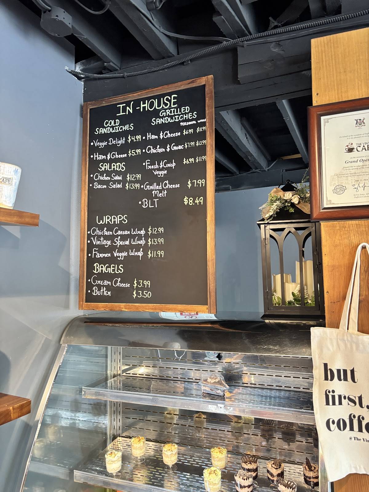 Menu at The Vintage Cafe, Caledon