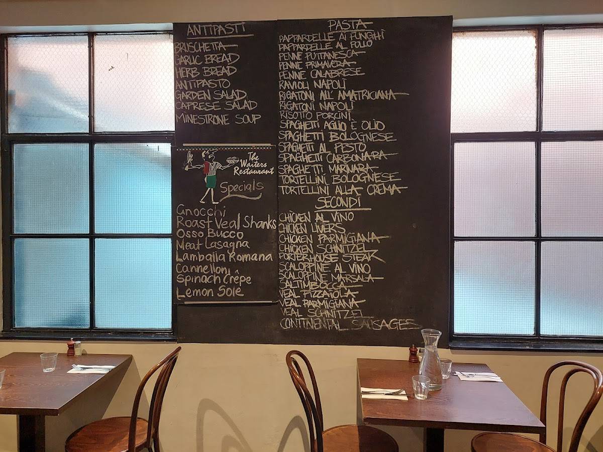 Menu at The Waiters Restaurant, Melbourne