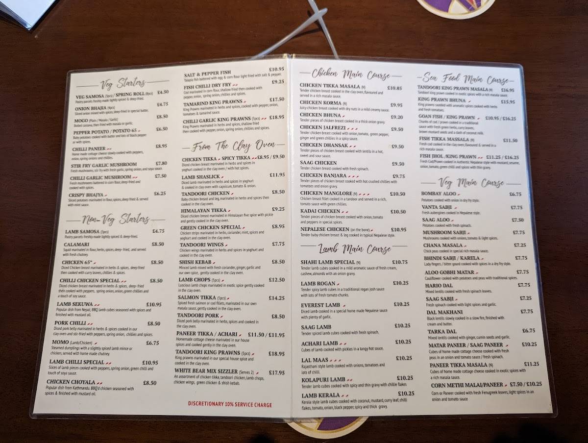 Menu at The White Bear pub & bar, Rickmansworth, Church St
