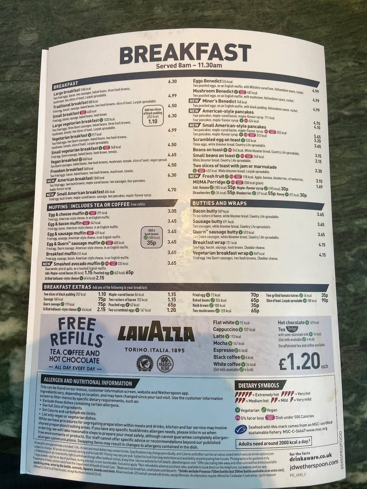 Menu at The White House - JD Wetherspoon pub & bar, Leicester