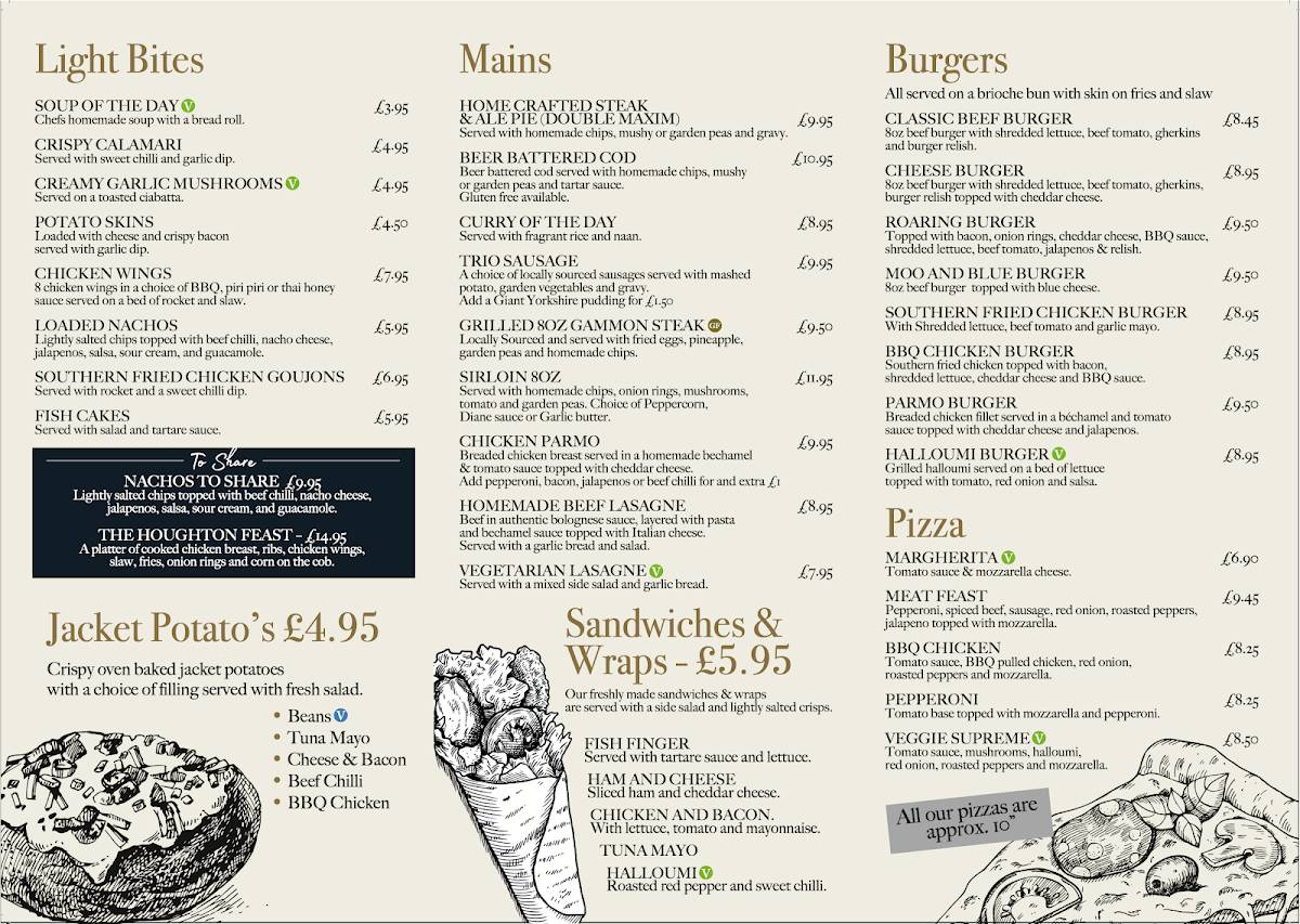 Menu at The White Lion pub & bar, Houghton le Spring