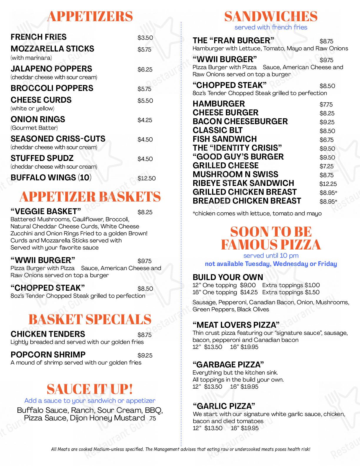 Menu at The Wishing Well Bar & Grill on A, USA
