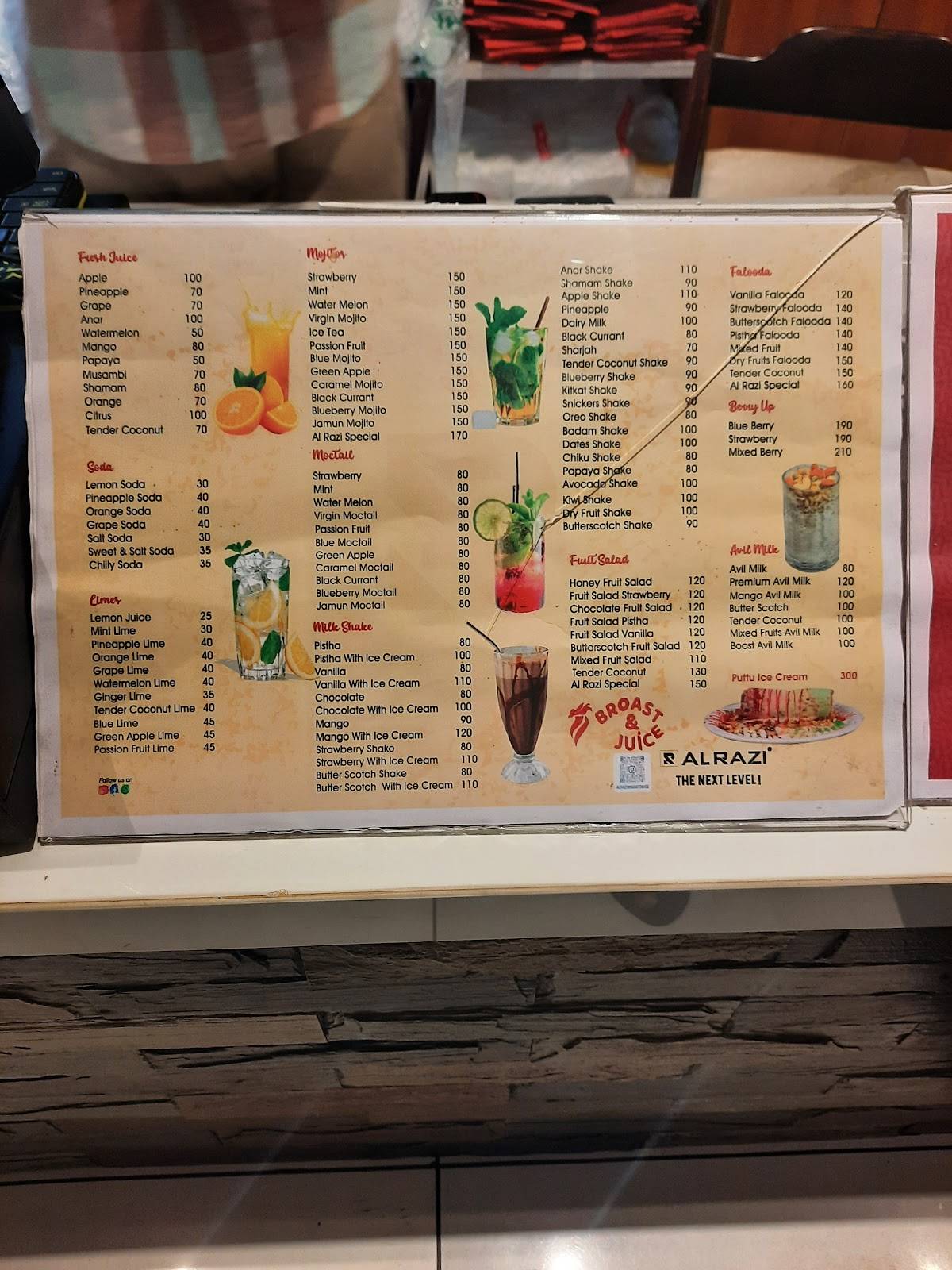 Menu at Al Razi, Thiruvalla