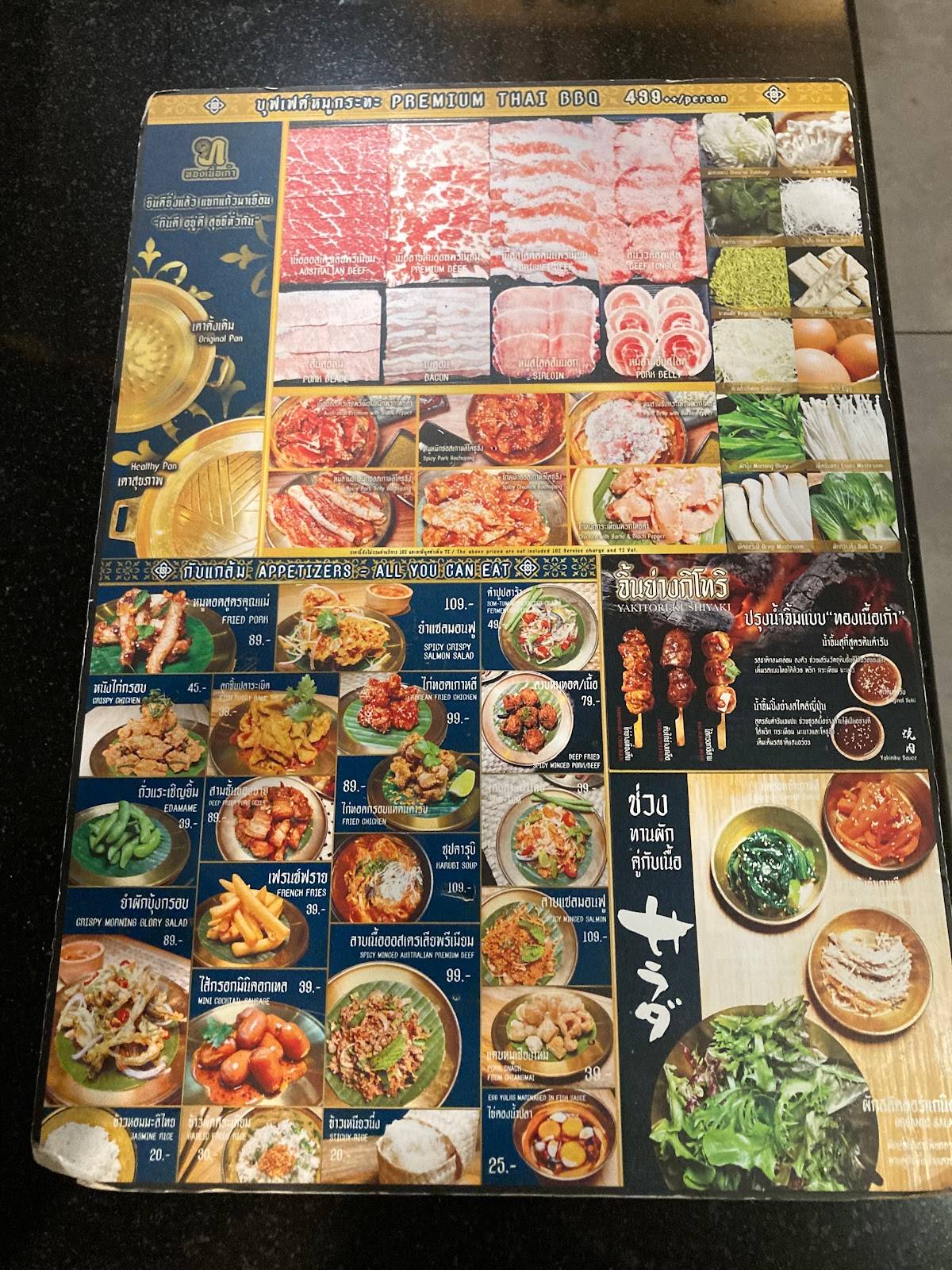 Carta del restaurante Thong Nua Kao - Thong Lo, Bangkok