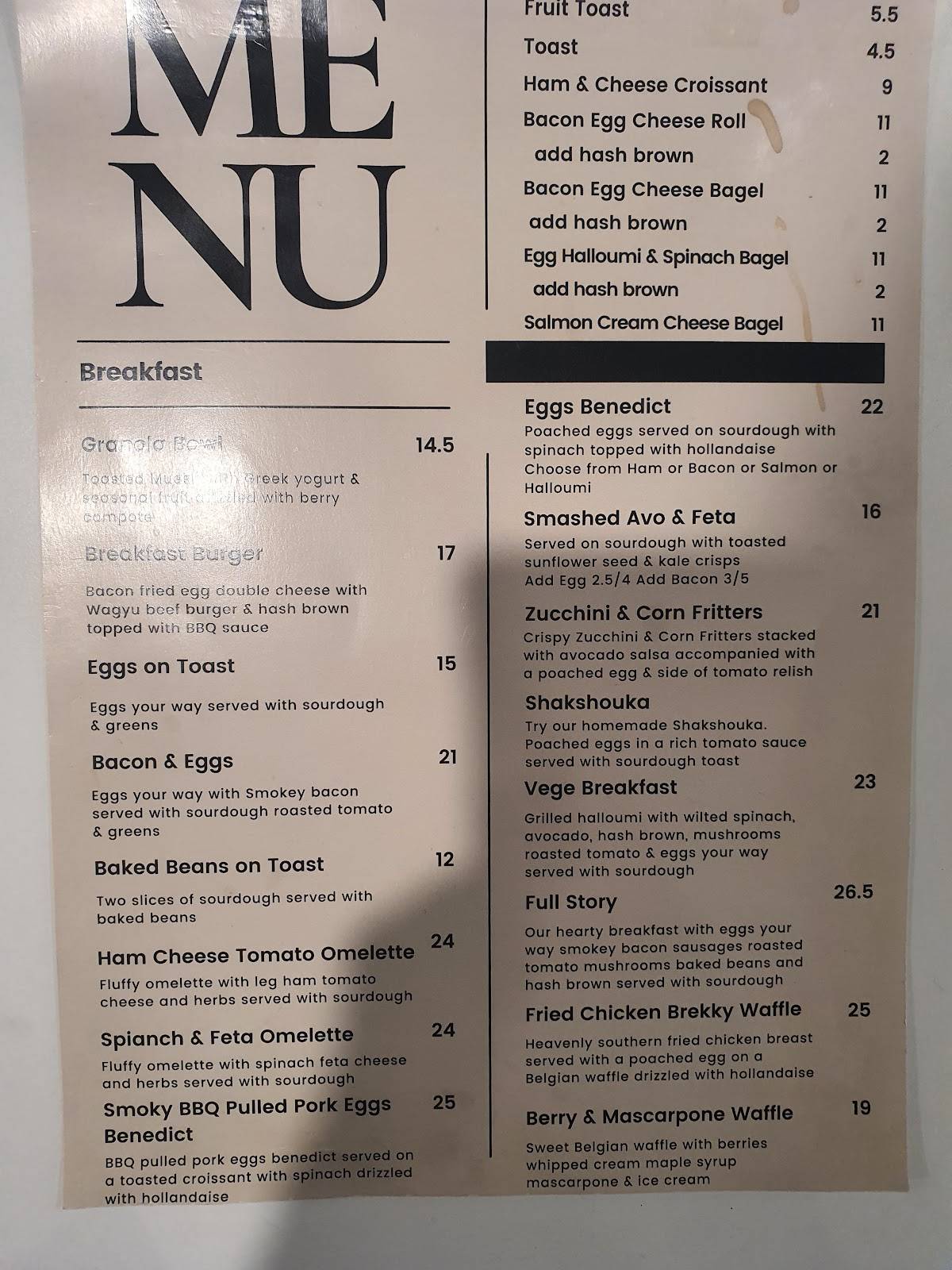 Menu at Three Little Birds Kangaroo Point cafe, Kangaroo Point