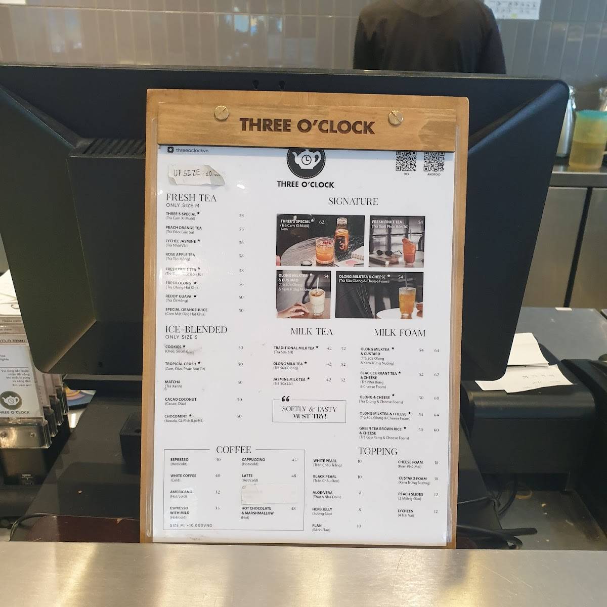 Menu at Three O'clock Nguyễn Đình Chiểu cafe, Ho Chi Minh City