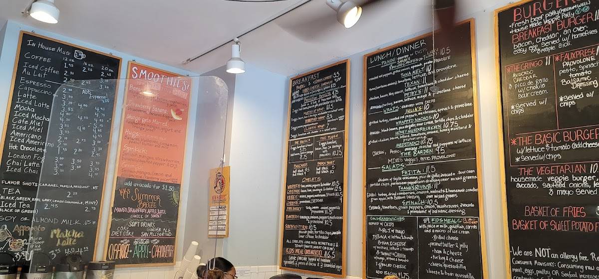 Menu at Three Sisters cafe, Providence