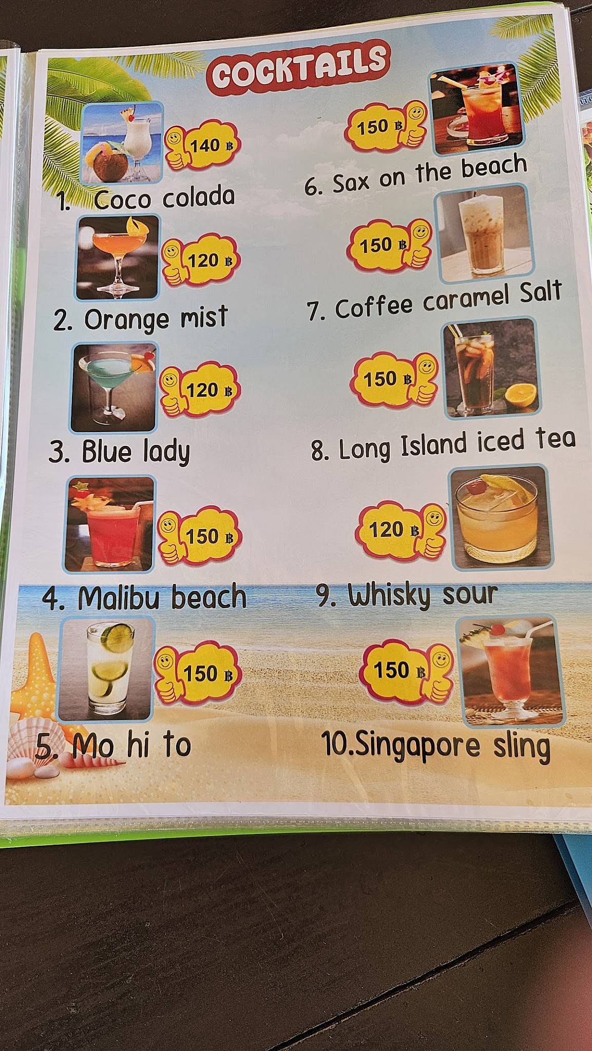 Menu at Three Trees Beach Restaurant, Chakphong