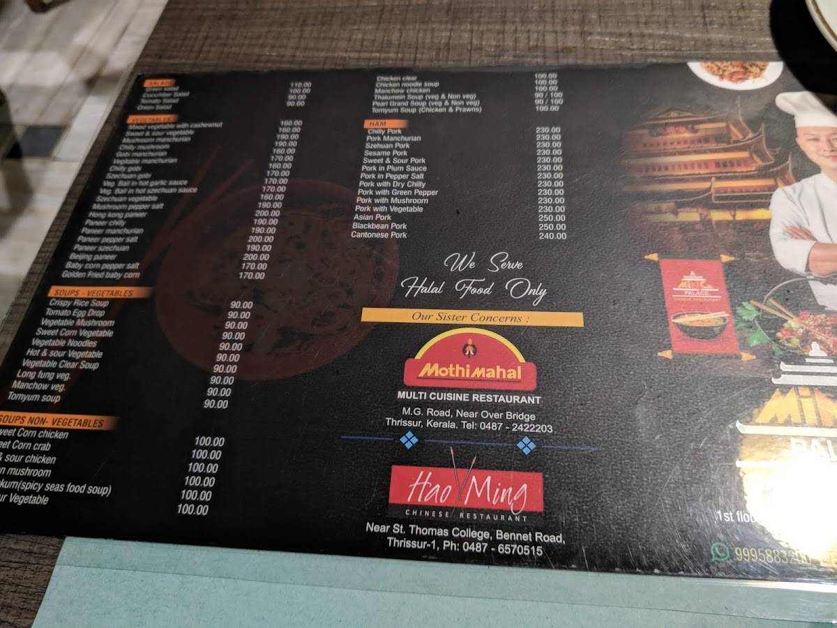 Menu at Ming Palace, Thrissur, Ist Floor