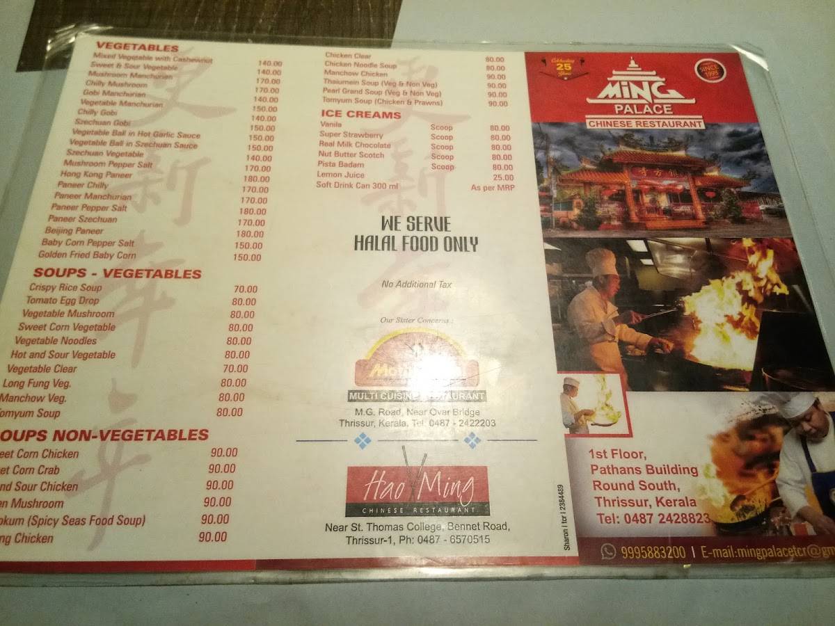 Menu at Ming Palace, Thrissur, Ist Floor