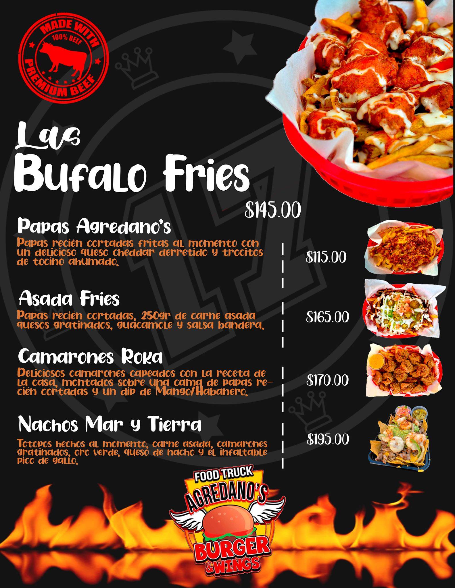 Carta de Agredano's Burger & Wings, Tijuana, Avenida José Lopez ...