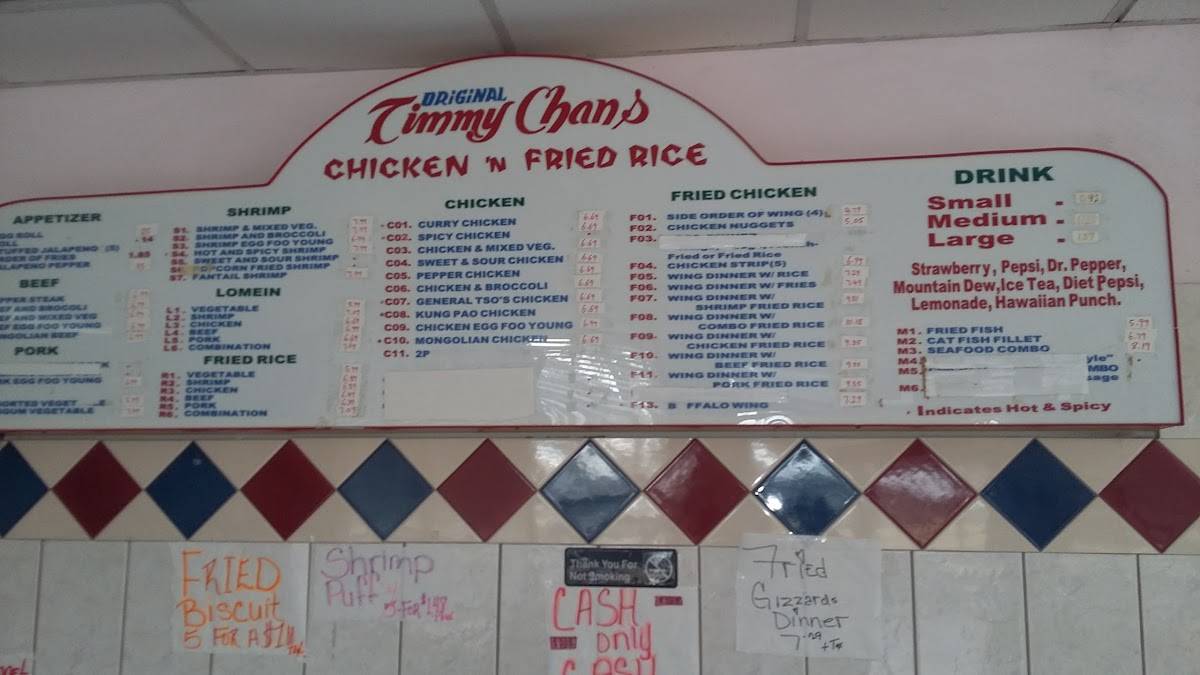 Menu at Timmy Chan restaurant, Houston, W Fuqua St