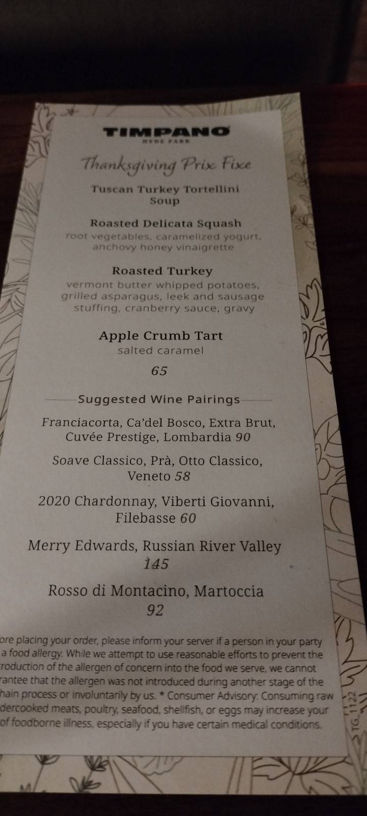 Menu at Timpano Hyde Park pub & bar, Tampa