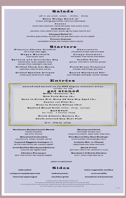 Menu at Tin Cup Grill pub & bar, Cumming