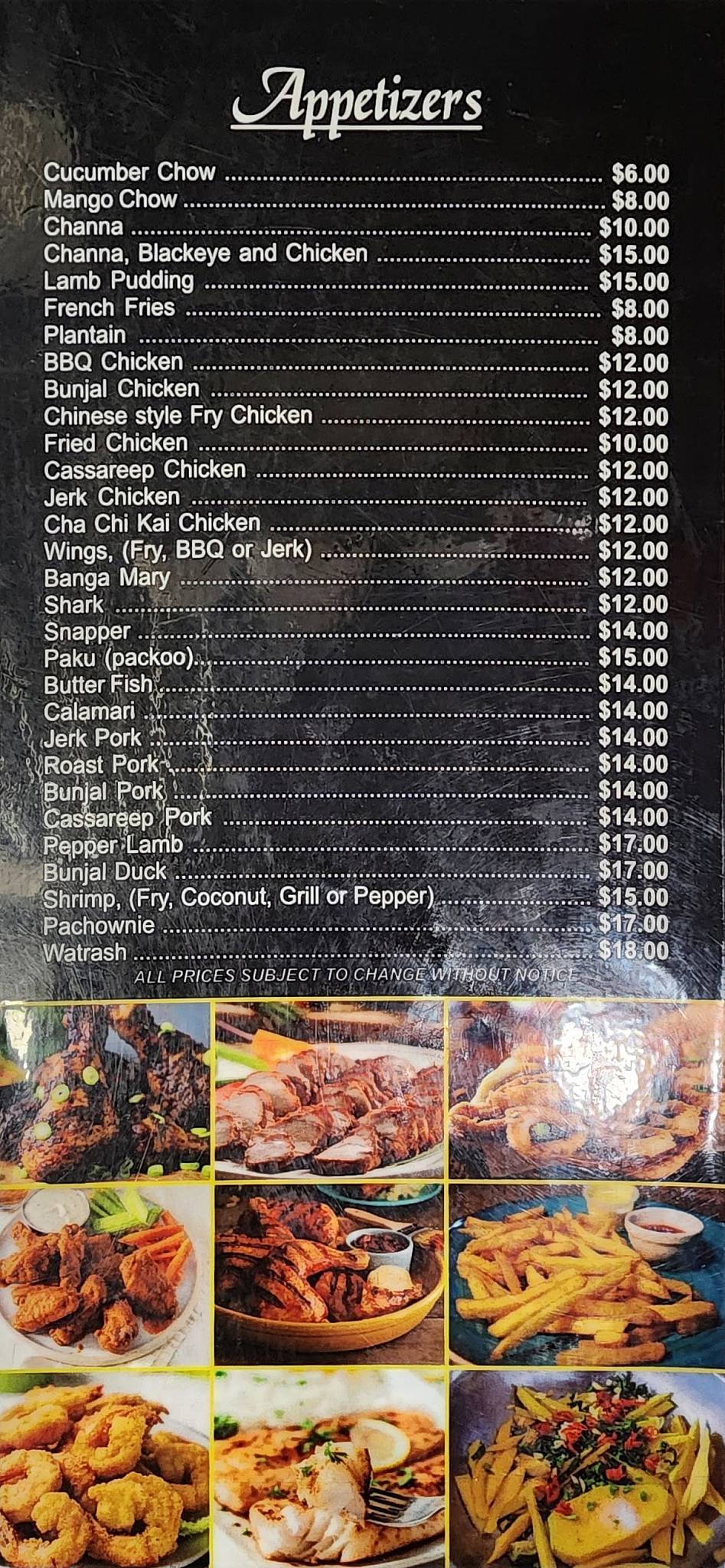 Menu at Tina Restaurant and Sports Bar, New York City