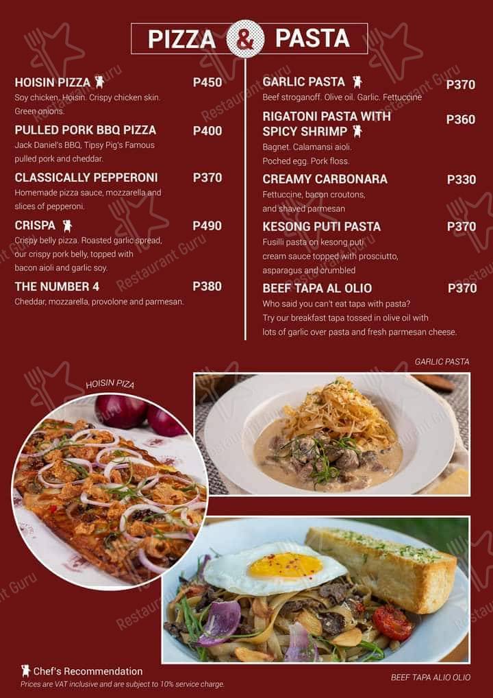 Menu at Tipsy Pig Gastropub, Quezon City