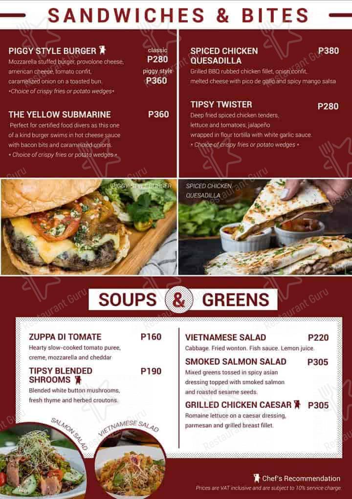 Menu at Tipsy Pig Gastropub, Quezon City