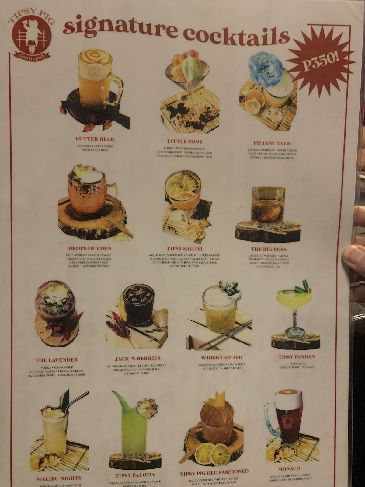 Menu at Tipsy Pig Gastropub, Quezon City