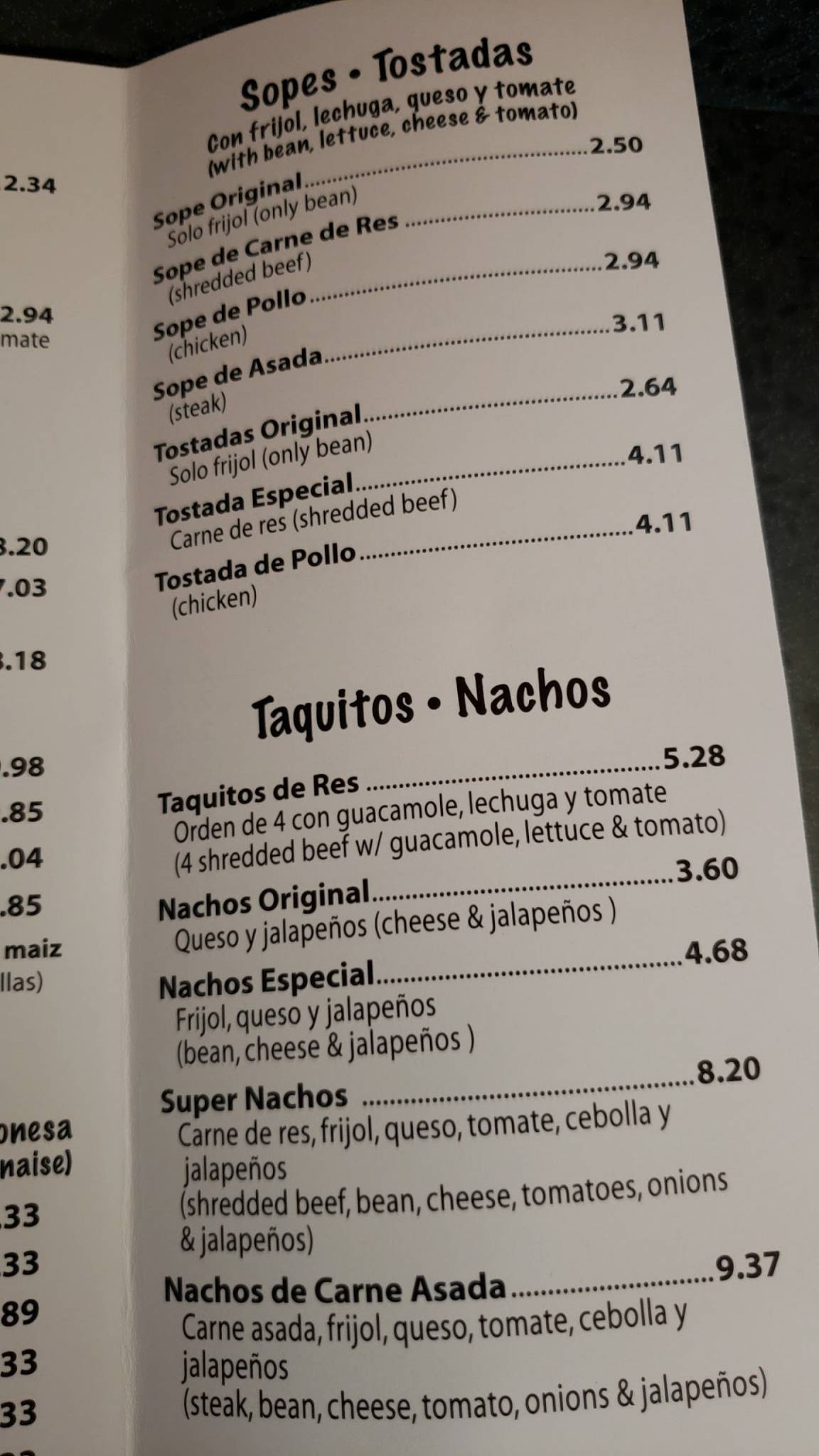 Carta del restaurante Tito's La Especial, Santa Ana, 701 N Harbor Blvd