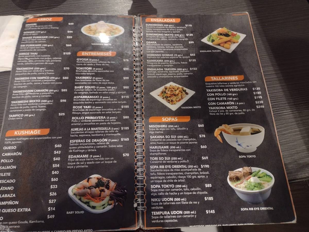 Carta del restaurante Tokyo Rose, Ciudad López Mateos, Xola 1604