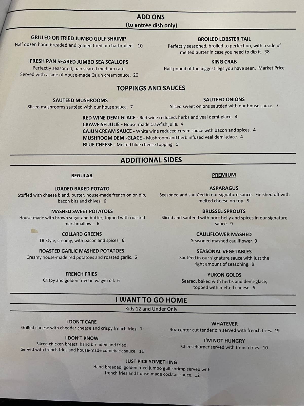 Menu at Tom Brown's Restaurant - Madison, Madison